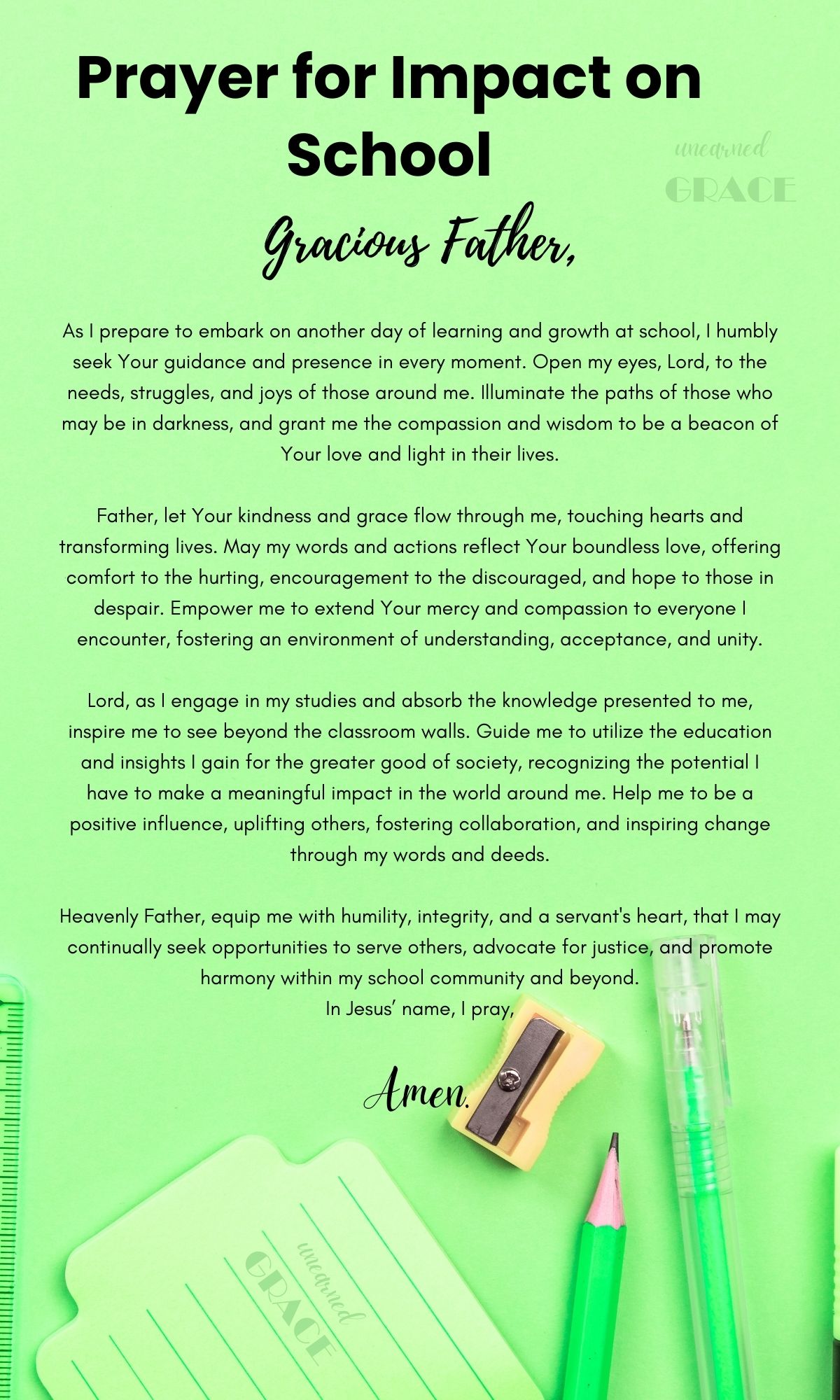 8 Morning Prayers Before School - Unearned Grace