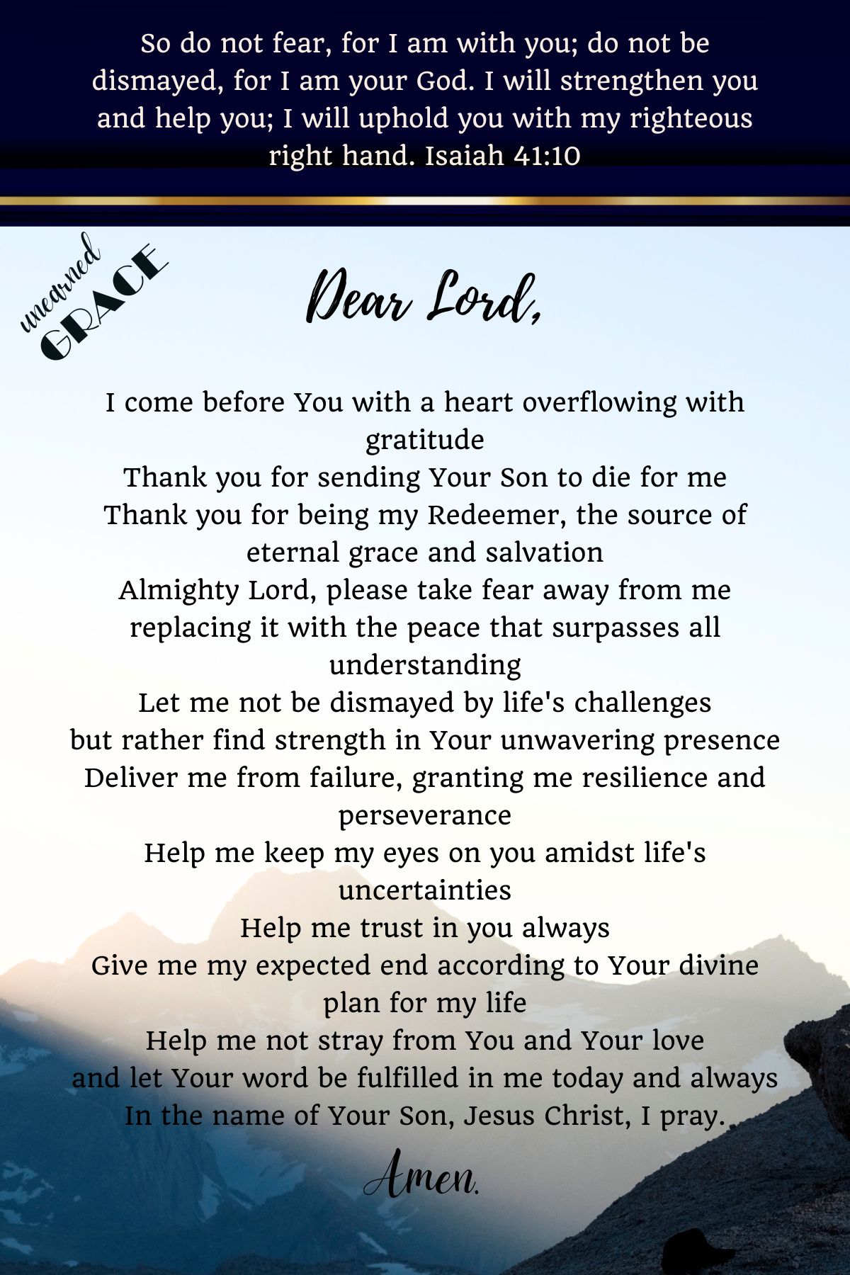 Isaiah 41:10 Devotional - Do Not Be Dismayed - Unearned Grace
