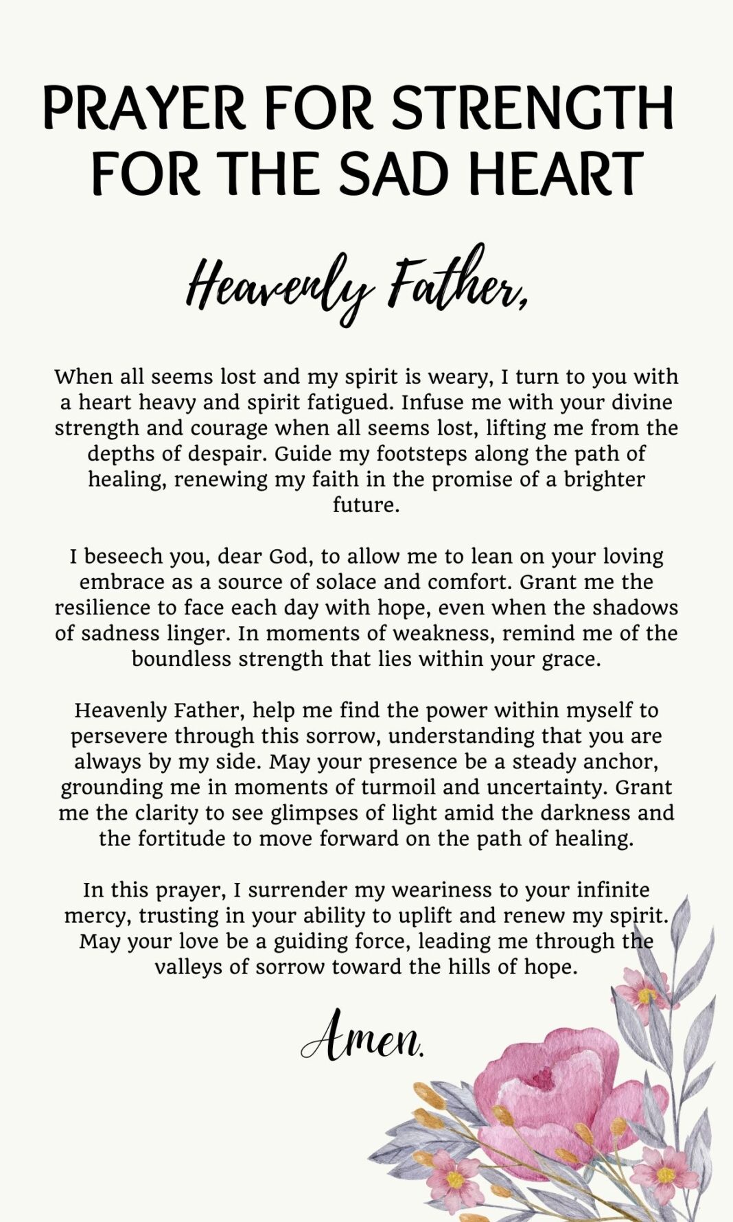 7 Heartfelt Prayers For The Sad Heart - Unearned Grace