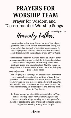 7 Encouraging Prayers For Worship Team With Scriptures - Unearned Grace
