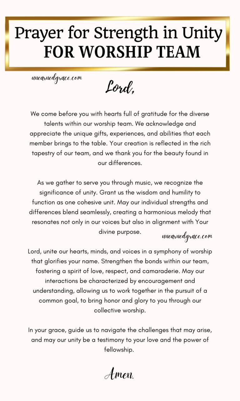 7 Encouraging Prayers For Worship Team With Scriptures - Unearned Grace