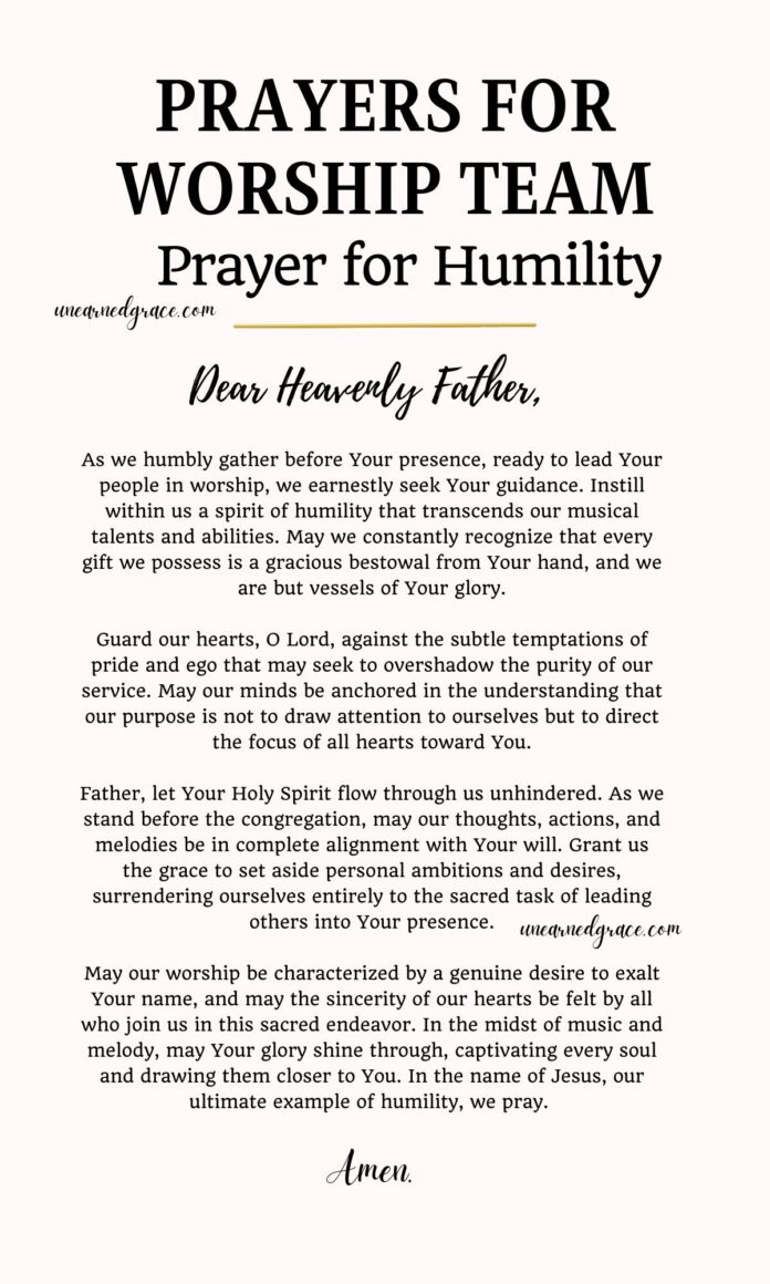 7 Encouraging Prayers For Worship Team With Scriptures - Unearned Grace