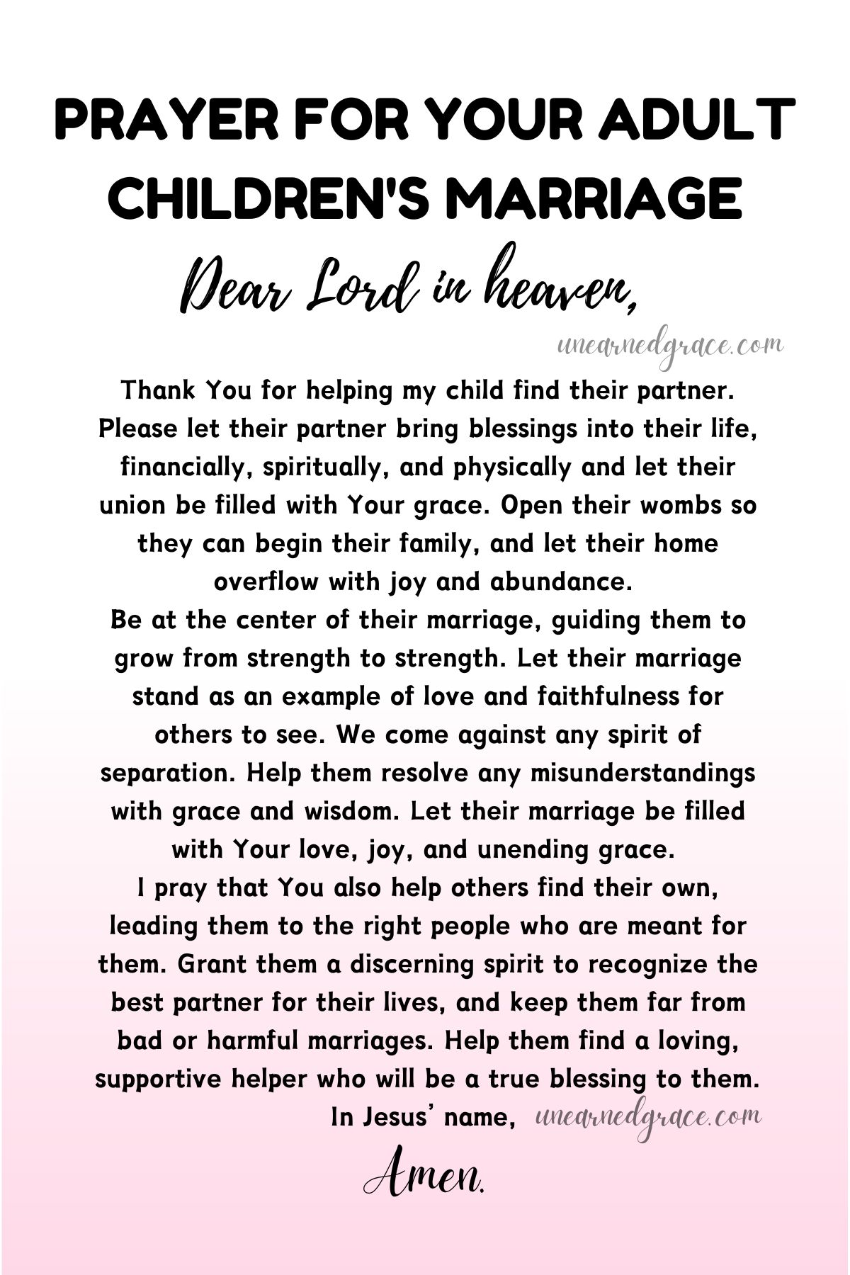 10 Uplifting Prayers For Your Adult Children - Unearned Grace