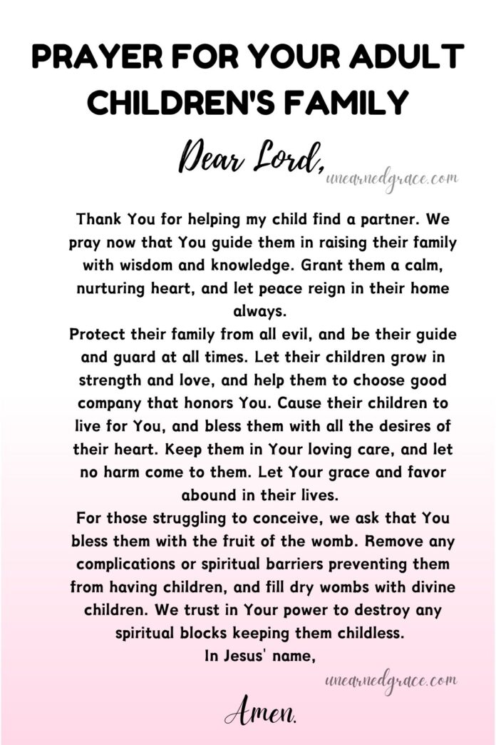 10 Uplifting Prayers For Your Adult Children - Unearned Grace