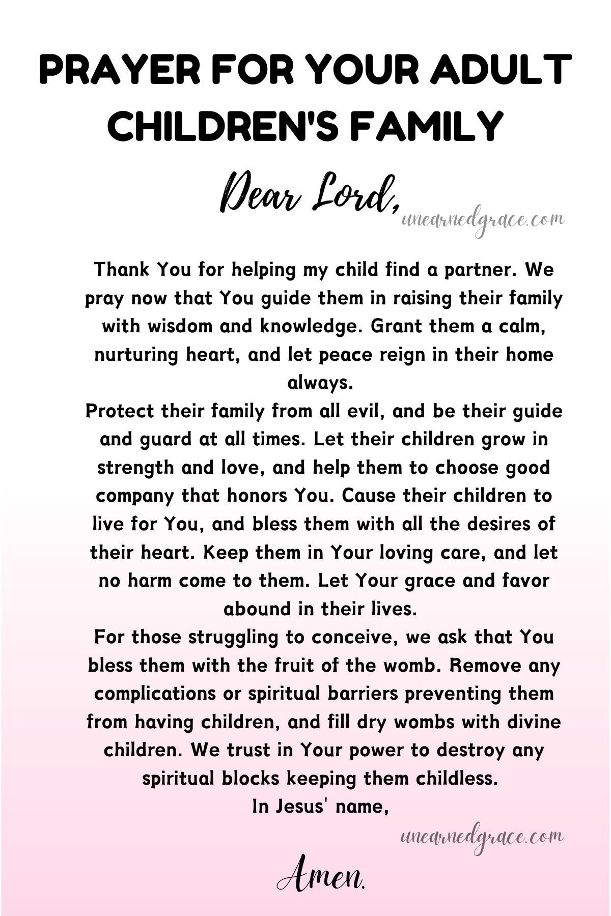 10 Uplifting Prayers For Your Adult Children - Unearned Grace