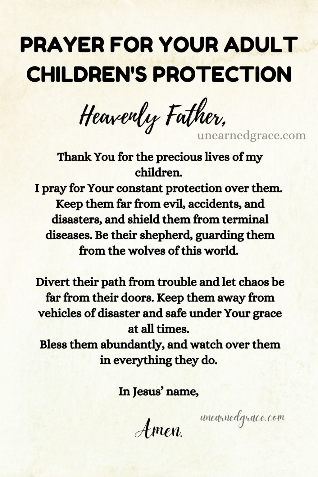 10 Uplifting Prayers For Your Adult Children - Unearned Grace