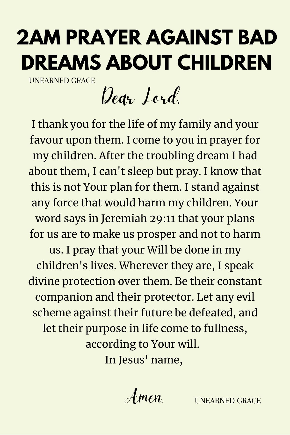 Powerful 2 am Prayers Against Bad Dreams And Nightmares - Unearned Grace